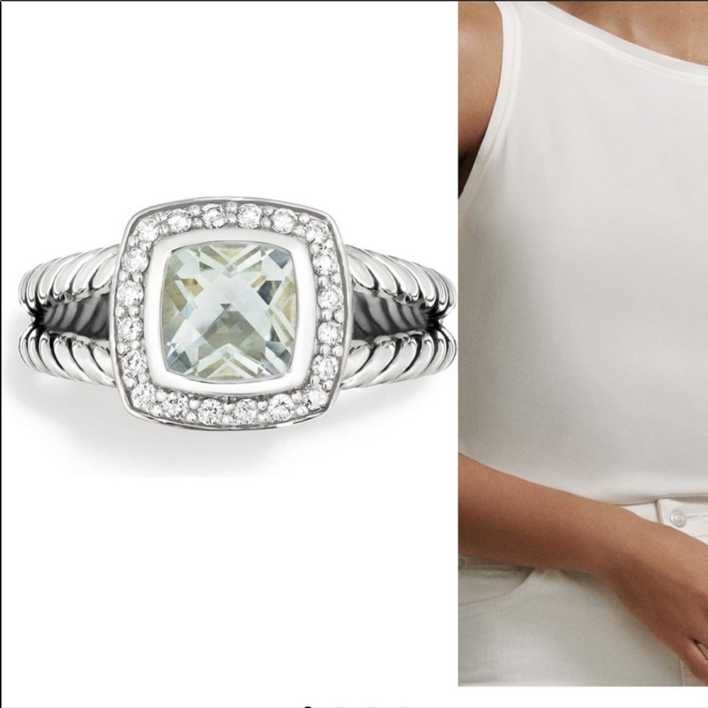 David Yurman Albion Petie Ring Prasiolite Stone - Gem